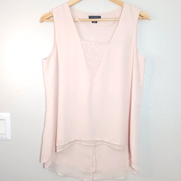 Metaphor | Tops | Metaphor Chiffon Lace Sleeveless Pink Size M Blouse ...